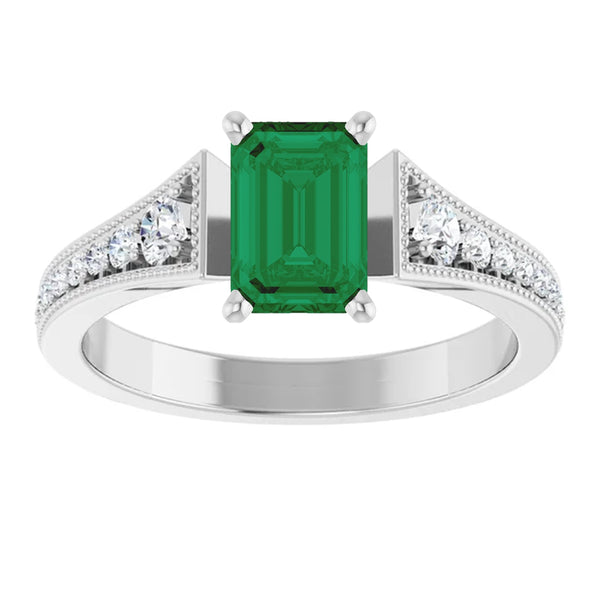 14K Semi Custom Emerald Engagement Ring - Dana Dow Jewellers