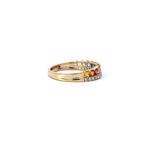 14K Yellow Gold Rainbow Sapphire & Diamond Ring - Dana Dow Jewellers